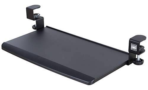 Stand Steady Clamp On Keyboard Tray | Keyboard Shelf - Small Size - Easy Install - No Need to Drill into Desk! Retractable to Slide Under Desktop | Great for Home or Office!