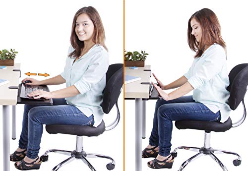 Stand Steady Clamp On Keyboard Tray | Keyboard Shelf - Small Size - Easy Install - No Need to Drill into Desk! Retractable to Slide Under Desktop | Great for Home or Office!