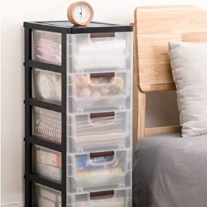 TENGZHENSHOP 5-Drawer Rolling orage Cart on Wheels, Clearview Craft orage ntainers Bins, Black Frame & Clear orage Drawers