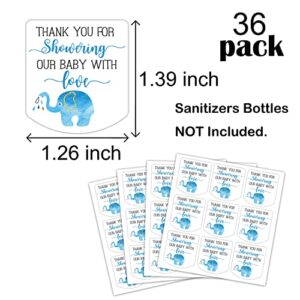 Hand Sanitizer Labels Thank You for Showering Our Little One with Love Stickers, Baby Shower Favor Stickers, Baby Shower Party Favors for Boy.