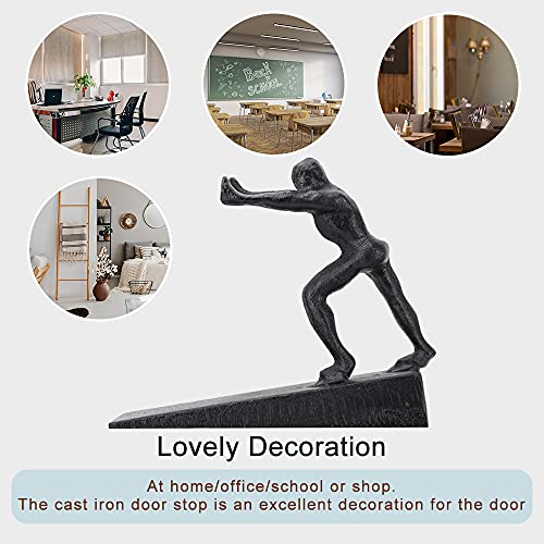 Earl Diamond Cast Iron Door Stop | Heavy Decorative Rustic Door Stop - Stop Your Bedroom, Bath and Exeterior Doors 6.1x5.1" (Black Strong Man)