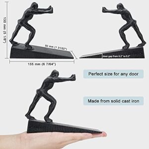 Earl Diamond Cast Iron Door Stop | Heavy Decorative Rustic Door Stop - Stop Your Bedroom, Bath and Exeterior Doors 6.1x5.1" (Black Strong Man)