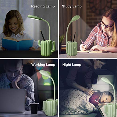 Small Desk Lamp with Pen Holder, Table Lamp with 3 Brightness Levels, Flexible Gooseneck, Touch Control for Kids, Home Office