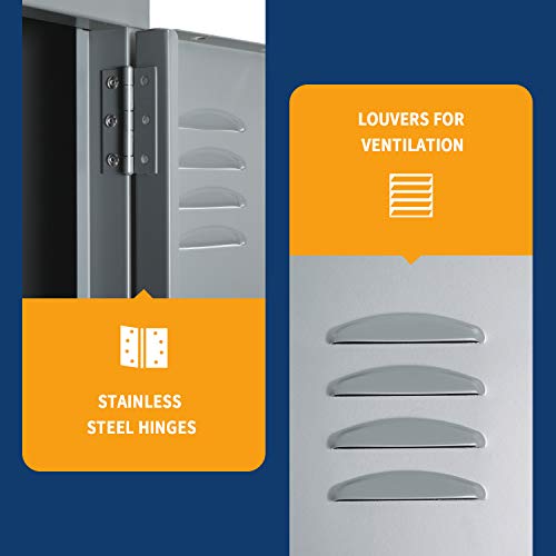 INTERGREAT Metal Locker for School Office Gym Metal Storage Locker Cabinet for Employees Students Steel Locker Triple Tier with 3 Door Grey