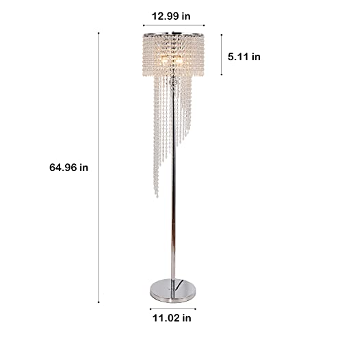 beaysyty Modern Style Crystals Floor Lamp Chrome Finish and Plentiful Crystals for Reading Corner Lamp for Office Cafe,Den,Living Room Bedroom - 3 Lights