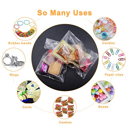 Edvision 300Pcs 4" x 6" Poly Cellophane Bags, 1.4Mil Thick Transparent OPP Cello Bags, Self Sealing Resealable Small Plastic Bags for Packing Snacks, Candies, Candle, Soap, Jewelry, Cards