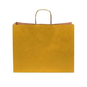 Craft Bag with Handles - 16x6x12 50 Pack Large Yellow Shopping Bags, Cute Kraft Paper Gift Wrap Totes with Handles for Small Business, Retail & Boutique Use, Merchandise, Goodie & Favor Bags, in Bulk