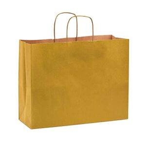 Craft Bag with Handles - 16x6x12 50 Pack Large Yellow Shopping Bags, Cute Kraft Paper Gift Wrap Totes with Handles for Small Business, Retail & Boutique Use, Merchandise, Goodie & Favor Bags, in Bulk