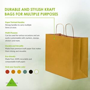 Craft Bag with Handles - 16x6x12 50 Pack Large Yellow Shopping Bags, Cute Kraft Paper Gift Wrap Totes with Handles for Small Business, Retail & Boutique Use, Merchandise, Goodie & Favor Bags, in Bulk