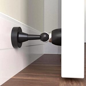 door stoppers, magnetic door stop, 2 pack black stainless steel magnetic door catch wall protector, heavy duty for various door types, wall & floor mount