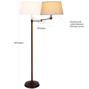 Brightech Caden LED Floor lamp, Great Living Room Décor, Tall Lamp with Swing Arm, Classic Lamp for Living Rooms & Offices, Industrial Standing Lamp for Bedroom Reading - Bronze