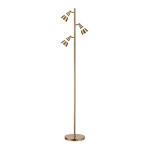 o’bright ash – 3-light led tree floor lamp, dimmable 3-head led, multidirectional standing lamp, adjustable multi-shade, swivel cone floor lamp for living room, bedroom, antique brass