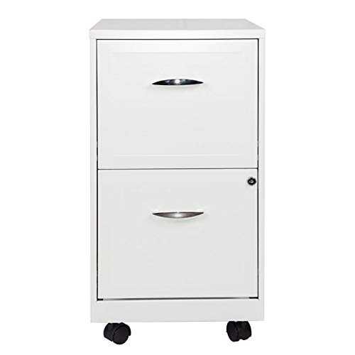 Scranton & Co 2 Drawer Steel Mobile File Cabinet in Pure White