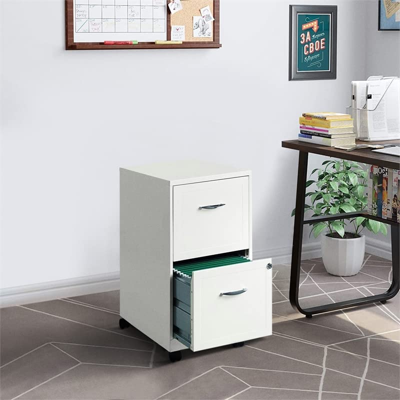 Scranton & Co 2 Drawer Steel Mobile File Cabinet in Pure White