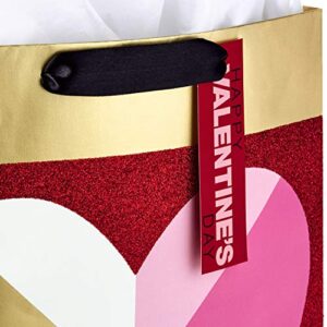 Hallmark 13" Large Valentine's Day Gift Bag with Tissue Paper (Geometric Heart)