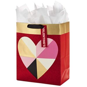 Hallmark 13" Large Valentine's Day Gift Bag with Tissue Paper (Geometric Heart)