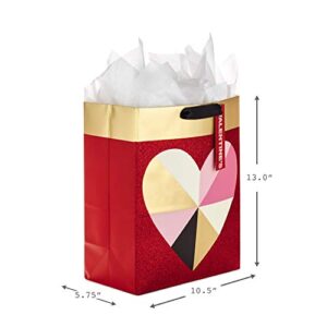 Hallmark 13" Large Valentine's Day Gift Bag with Tissue Paper (Geometric Heart)