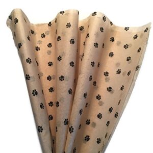 Printed Tissue Paper for Gift Wrapping with Design (Dog Paw Print - Tan), 24 Large Sheets (20x30)