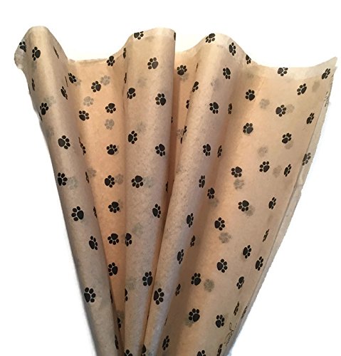 Printed Tissue Paper for Gift Wrapping with Design (Dog Paw Print - Tan), 24 Large Sheets (20x30)