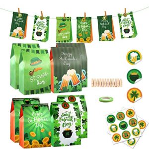 guyarns 24 pcs st patricks day gift bags,st patricks day coin paper bags st patricks day treats candy bags for st patrick’s party favors