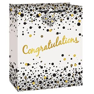 unique speckled black & gold congratulations gift bag 10.50″ x 12.88″