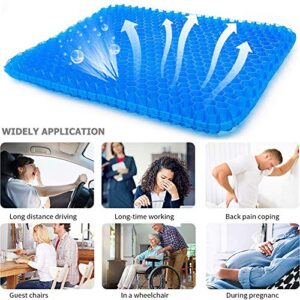 Gel Seat Cushion, Egg Seat Cushion Wheelchair Cushion with Non-Slip Cover, Breathable Chair Pads Honeycomb Design Absorbs Pressure Points for Car Office Chair Wheelchair (Blue)