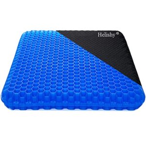 gel seat cushion, egg seat cushion wheelchair cushion with non-slip cover, breathable chair pads honeycomb design absorbs pressure points for car office chair wheelchair (blue)