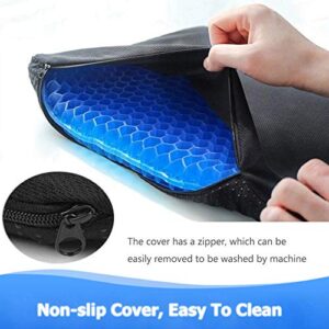 Gel Seat Cushion, Egg Seat Cushion Wheelchair Cushion with Non-Slip Cover, Breathable Chair Pads Honeycomb Design Absorbs Pressure Points for Car Office Chair Wheelchair (Blue)