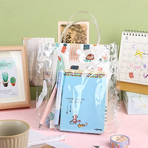 32 PCS Clear PVC Gift Bags with Handle,Reusable Plastic Gift Wrap Bag Transparent Tote Bag for Shopping Retail Merchandise Boutique Wedding Birthday Baby Shower Party Favor ,7.87 x 7.87 x 3.15 Inch