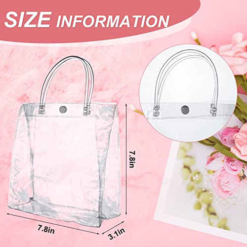 32 PCS Clear PVC Gift Bags with Handle,Reusable Plastic Gift Wrap Bag Transparent Tote Bag for Shopping Retail Merchandise Boutique Wedding Birthday Baby Shower Party Favor ,7.87 x 7.87 x 3.15 Inch