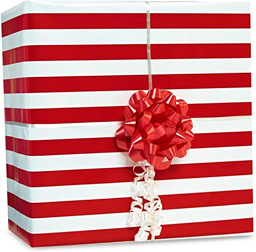 Stripe Printed Gift Wrap - 16' x 30", Red, 1 Pc