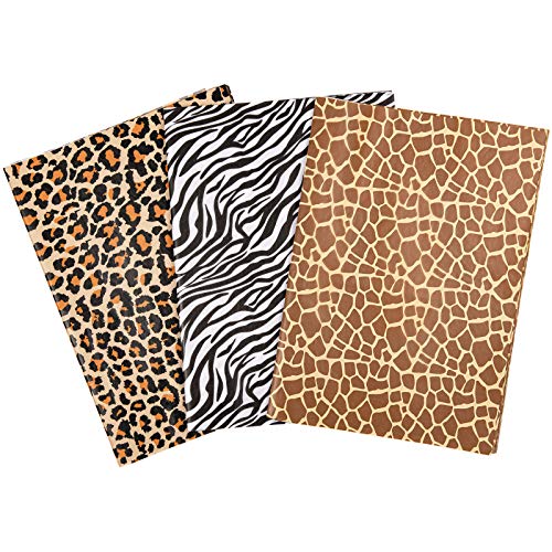 Whaline Animal Skin Print Tissue Paper 90 Sheet Leopard Zebra Giraffe Print Tissue Paper 3 Styles Patterned Wrapping Paper Gift Tissue Paper Assortment for Birthday Holiday Bags, 14 x 20"