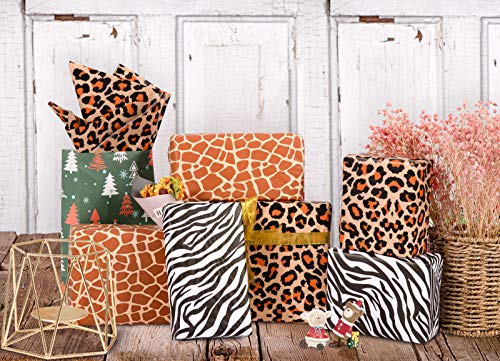 Whaline Animal Skin Print Tissue Paper 90 Sheet Leopard Zebra Giraffe Print Tissue Paper 3 Styles Patterned Wrapping Paper Gift Tissue Paper Assortment for Birthday Holiday Bags, 14 x 20"