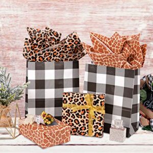 Whaline Animal Skin Print Tissue Paper 90 Sheet Leopard Zebra Giraffe Print Tissue Paper 3 Styles Patterned Wrapping Paper Gift Tissue Paper Assortment for Birthday Holiday Bags, 14 x 20"