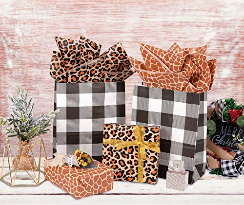 Whaline Animal Skin Print Tissue Paper 90 Sheet Leopard Zebra Giraffe Print Tissue Paper 3 Styles Patterned Wrapping Paper Gift Tissue Paper Assortment for Birthday Holiday Bags, 14 x 20"