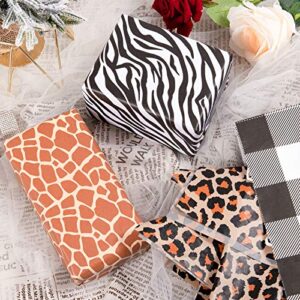 Whaline Animal Skin Print Tissue Paper 90 Sheet Leopard Zebra Giraffe Print Tissue Paper 3 Styles Patterned Wrapping Paper Gift Tissue Paper Assortment for Birthday Holiday Bags, 14 x 20"