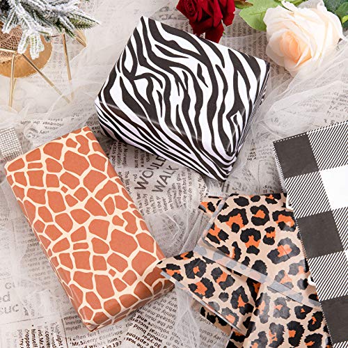 Whaline Animal Skin Print Tissue Paper 90 Sheet Leopard Zebra Giraffe Print Tissue Paper 3 Styles Patterned Wrapping Paper Gift Tissue Paper Assortment for Birthday Holiday Bags, 14 x 20"