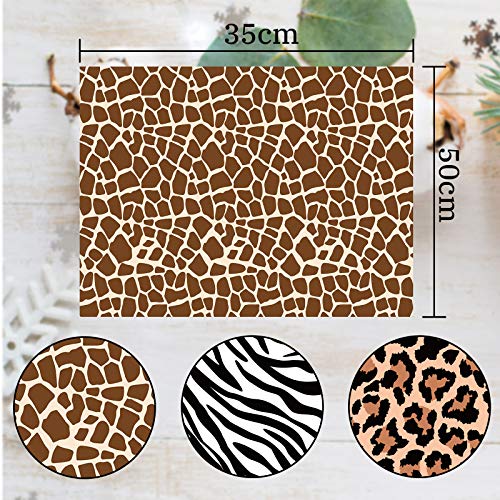 Whaline Animal Skin Print Tissue Paper 90 Sheet Leopard Zebra Giraffe Print Tissue Paper 3 Styles Patterned Wrapping Paper Gift Tissue Paper Assortment for Birthday Holiday Bags, 14 x 20"