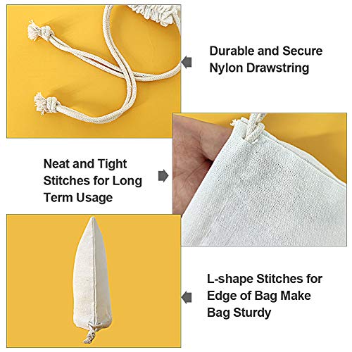 SumDirect 20Pcs Cotton Muslin Bags,White Small Lightweight Gift Bags Breathable Pouches with Drawstring Reusable Packing Storage Bags for Wedding, Party, Birthday (6x8inch)