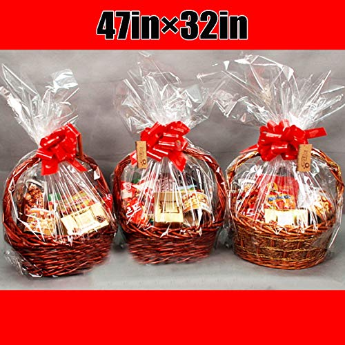 Porpor Booya Clear Basket Bags Package Bags Cellophane Wrap for Baskets and Gifts, 47 by 32 Inches (20-Pack)