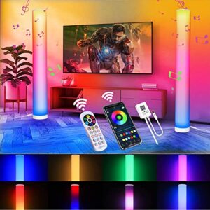 kinglead 2 pack rgb floor lamp with smart app&remote control music sync 16 million diy colors changing corner lamp dimmable led floor light modern floor lamp bedroom living room decor christmas gift