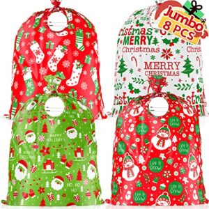 funnlot 8pcs giant christmas bags super large christmas gift bags big christmas bags 44x36 inch with tags oversized christmas gift bags for holiday gifts treats heavy duty jumbo gift bags