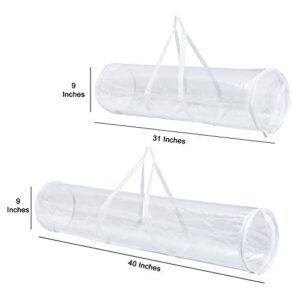 Joiedomi 2 Pack Wrapping Paper Storage, Clear Gift Wrap Organizers Container Bag Wrapping Paper Holder Made from Water Proof PVC and Fabric, Fits Up to 20 Standard Rolls (White)