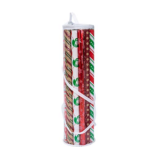 Joiedomi 2 Pack Wrapping Paper Storage, Clear Gift Wrap Organizers Container Bag Wrapping Paper Holder Made from Water Proof PVC and Fabric, Fits Up to 20 Standard Rolls (White)