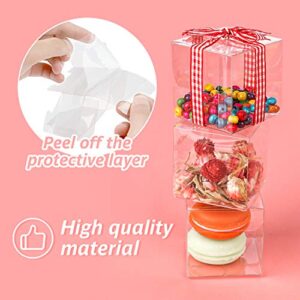 VGOODALL 100 PCS Clear Favor Boxes, 2 x 2 x 2 inches Plastic Gift Boxes Small Clear Boxes Transparent Cube Boxes PET Boxes for Wedding,Party,Bridal Shower,Baby Shower