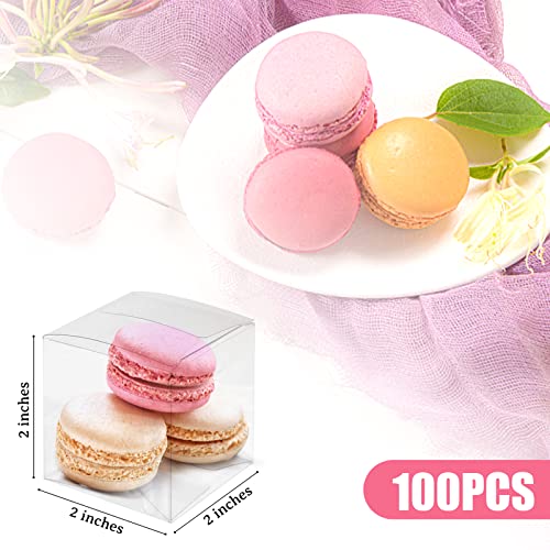 VGOODALL 100 PCS Clear Favor Boxes, 2 x 2 x 2 inches Plastic Gift Boxes Small Clear Boxes Transparent Cube Boxes PET Boxes for Wedding,Party,Bridal Shower,Baby Shower