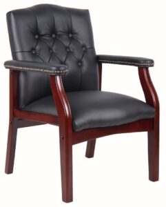 boss office products ivy league executive guest chair, vinyl, black