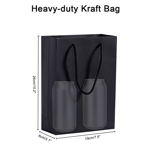 Katfort Medium Size Black Gift Bags 24pcs, Black Gift Bag with Handle 7.5''×3.1''×10.2'', Kraft Paper Bags Bulk for Gift, Party Favor Bag, Shopping Bag, Retail Bag