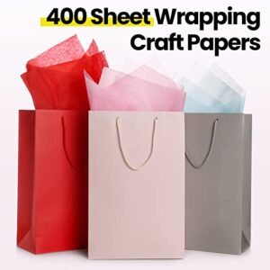 400 Pieces Colored Tissue Paper Bulk 20'' x 20'' Gift Tissue Paper for Gift Bags Recycled Tissue Paper for Crafts Birthday Party Weddings Baby Showers