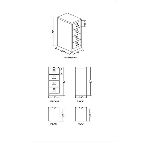 Scranton & Co 4 Drawer 22" Deep Letter File Cabinet in Black, Fully Assembled